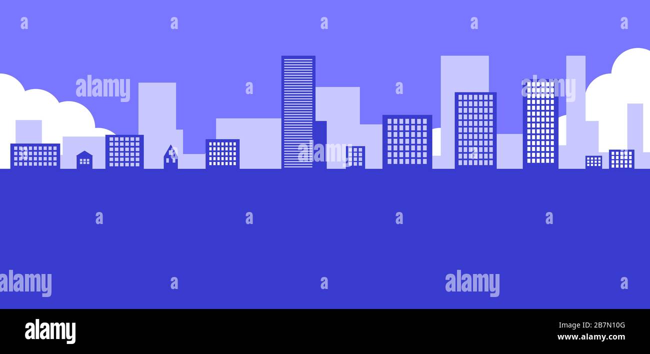 Blue 2d background with cityscape Stock Photo - Alamy