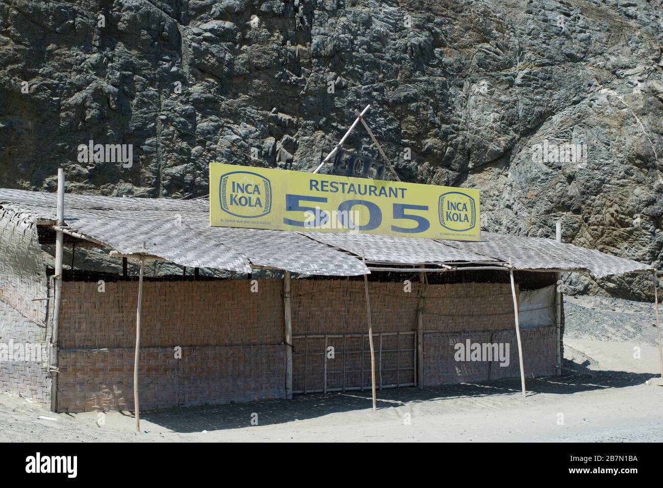 Chimbote, Peru - April 11, 2018: Restaurant called 505 on beach at ...