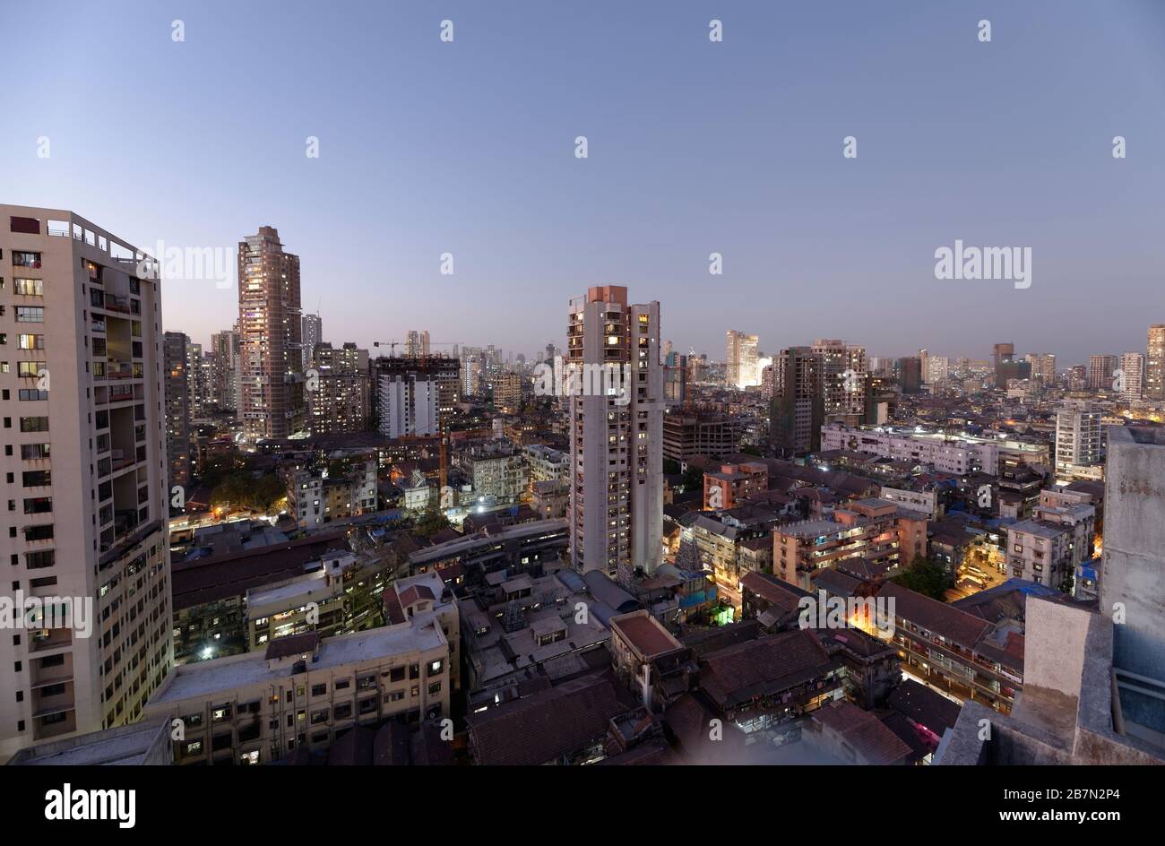 Skyscrapers in Mumbai showing skyline of Mumbai with old buildings and ...
