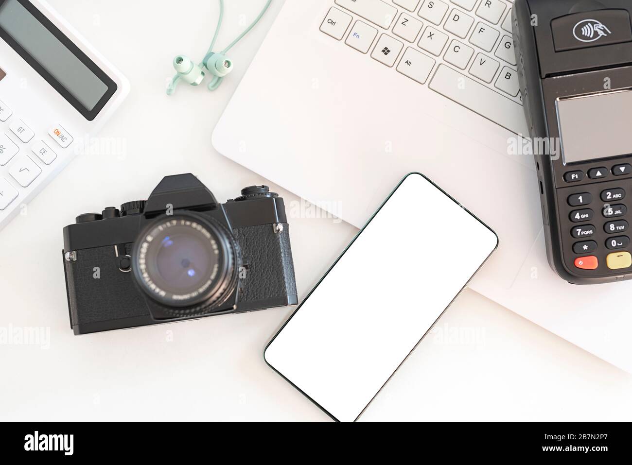 Cell phones and POS machines in the Office Stock Photo - Alamy