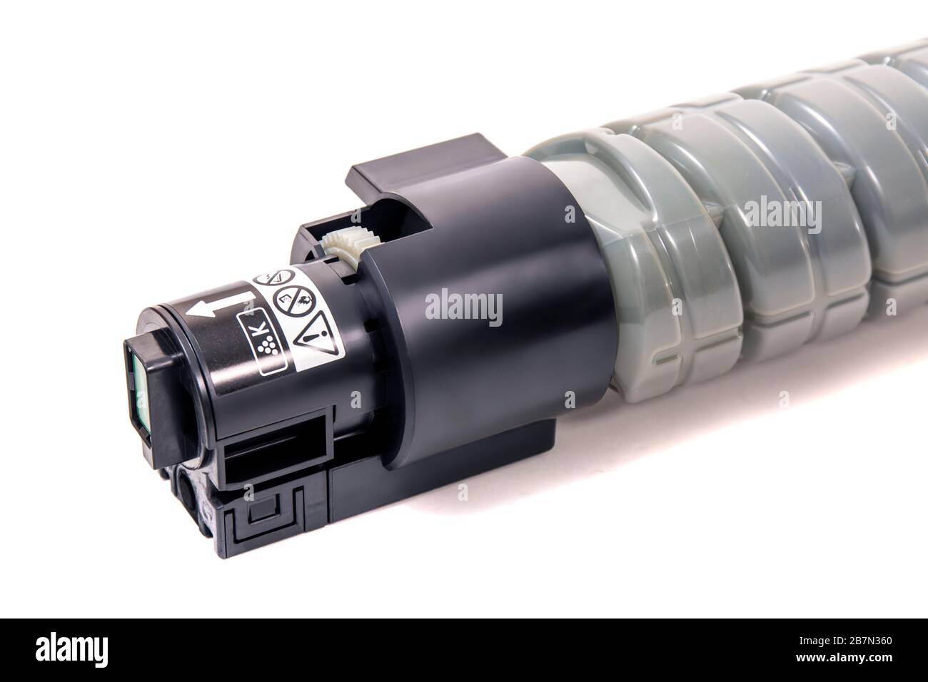 cartridges for laser printers aligned on a white background Stock Photo ...