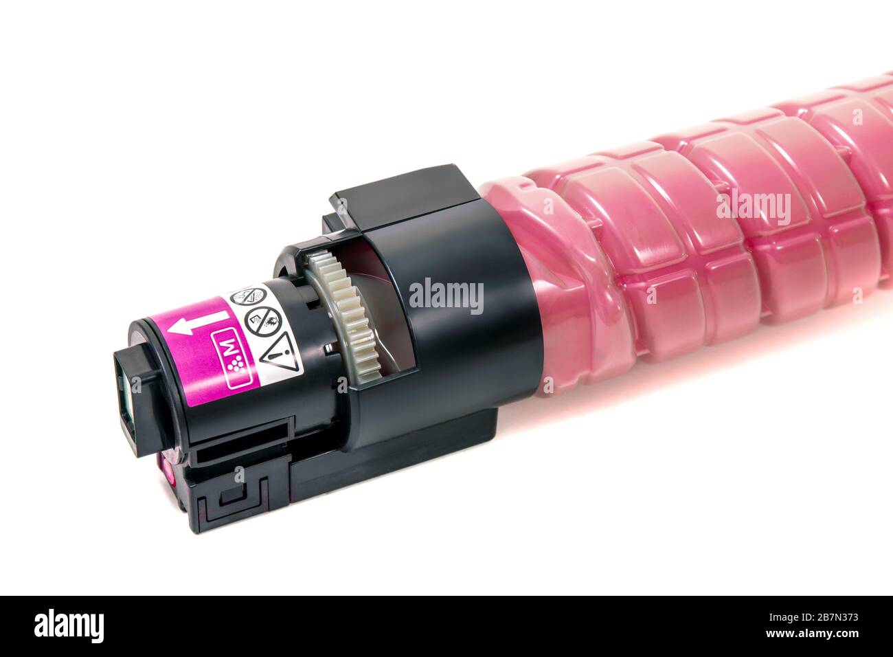 cartridges for laser printers aligned on a white background Stock Photo ...