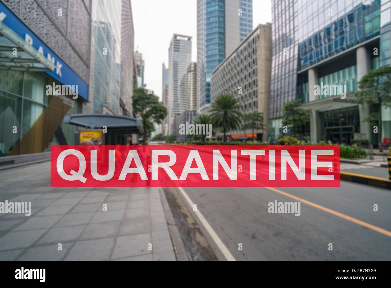 Covid-19 pandemic quarantine in Manila, Philippines with empty street ...