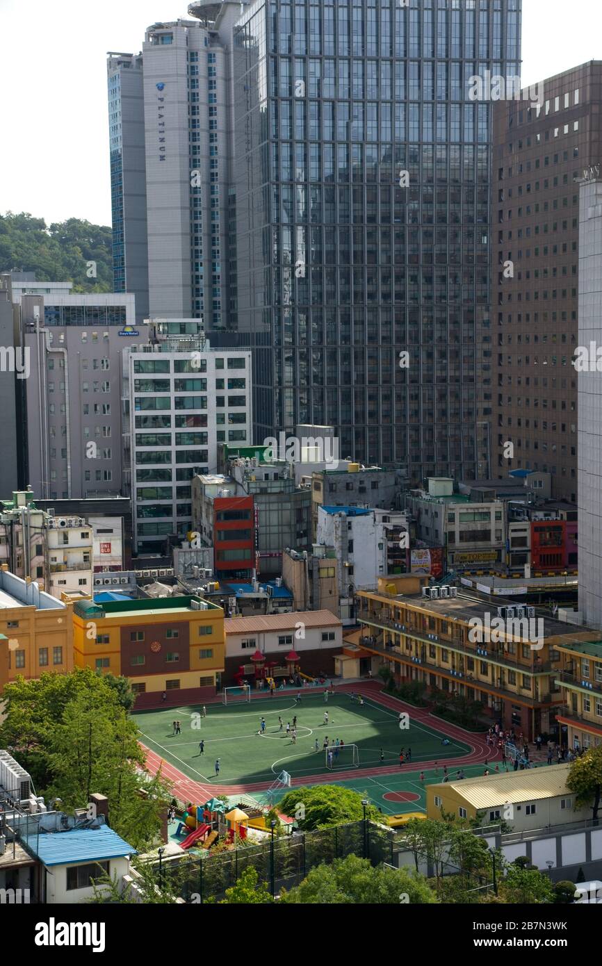Seoul South Korea - 16 September 2014 - School with soccer field ...