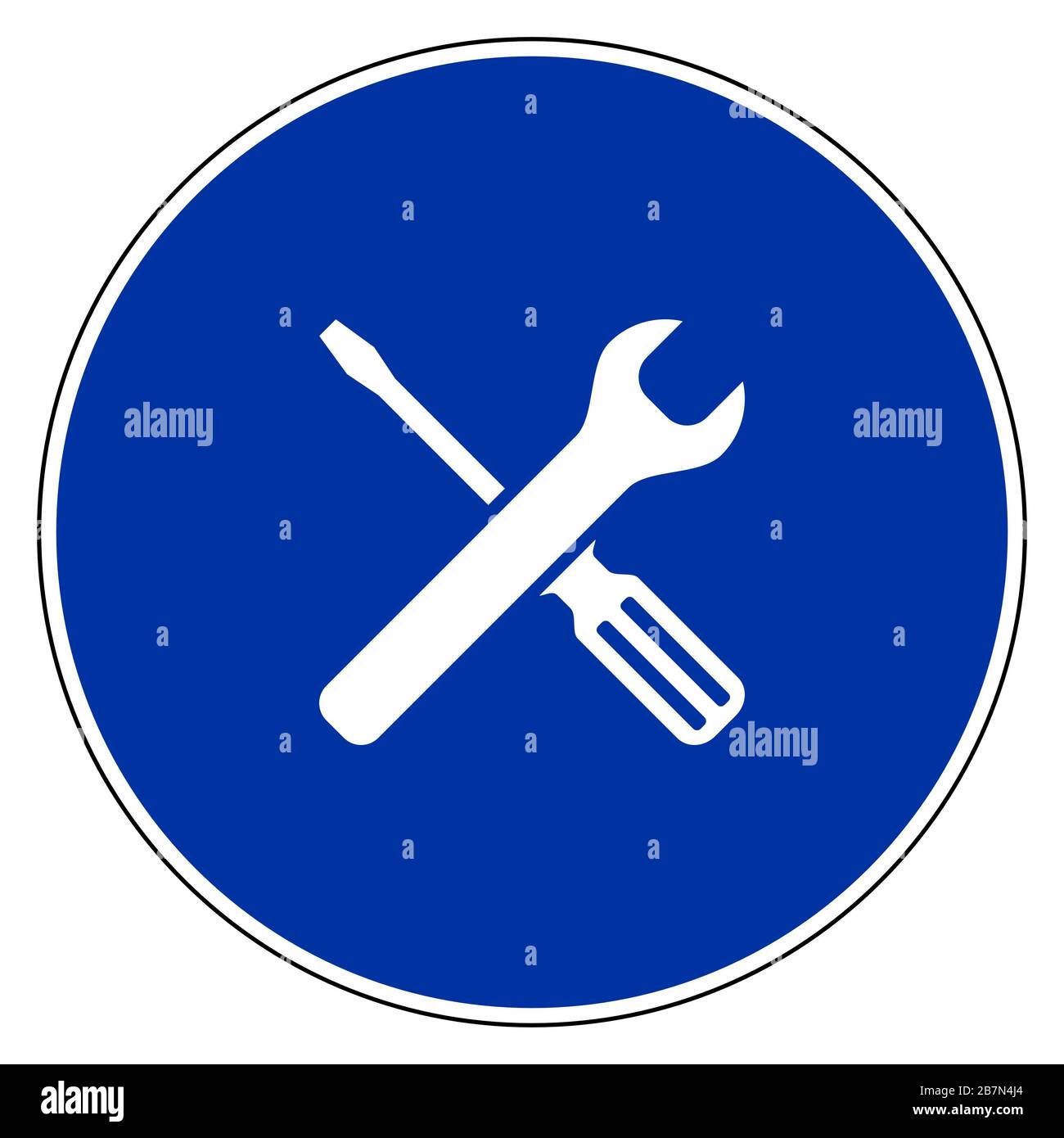 Tools and blue sign Stock Photo - Alamy