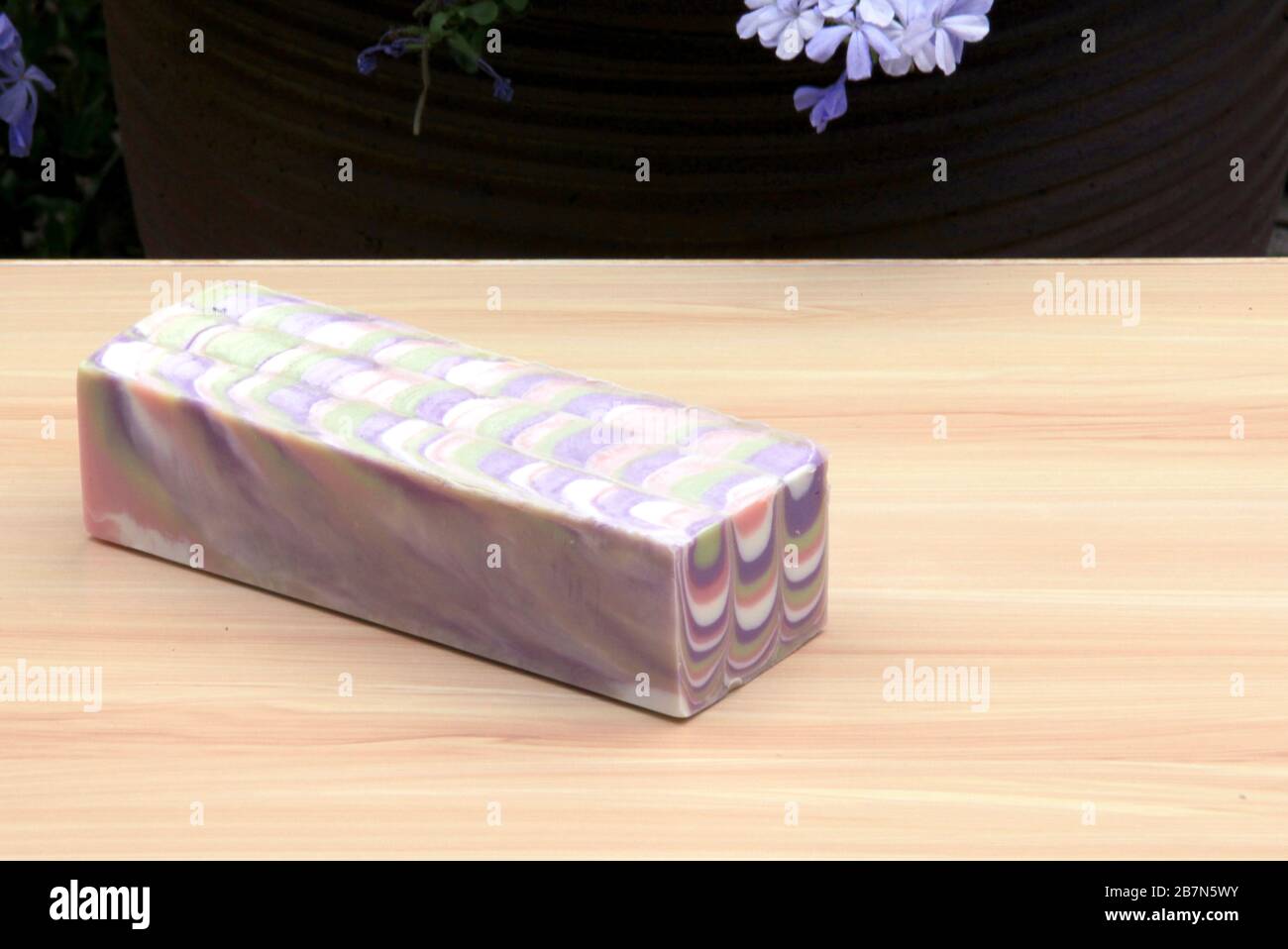 Artisanal handmade cold process soap with nature outdoor background ...