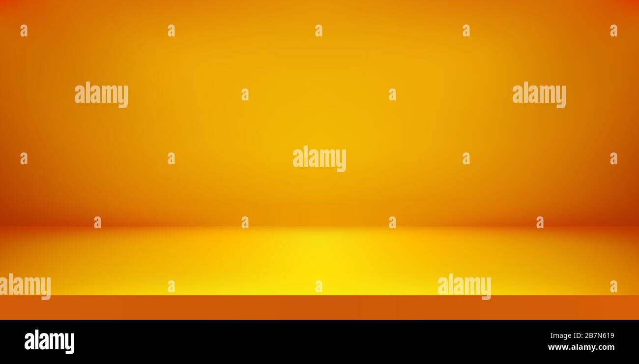 Empty yellow color studio. Room background, product display with copy ...