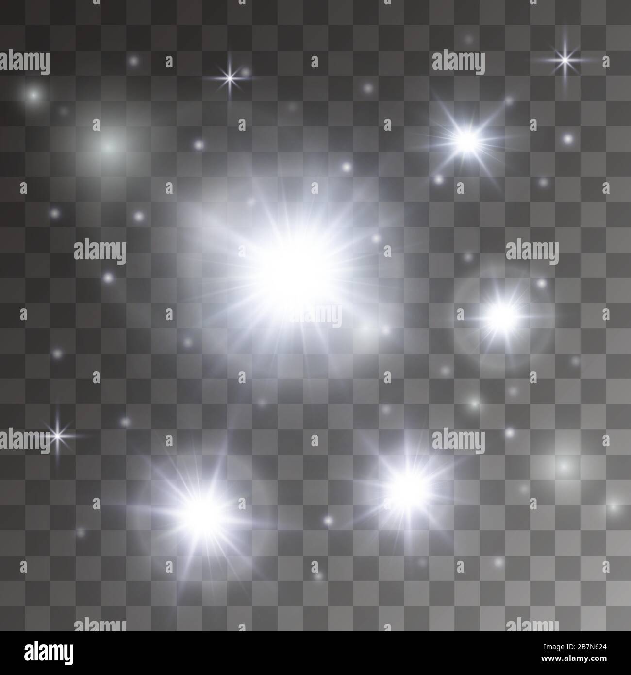 set of starlight isolated on dark background, vector illustration Stock ...