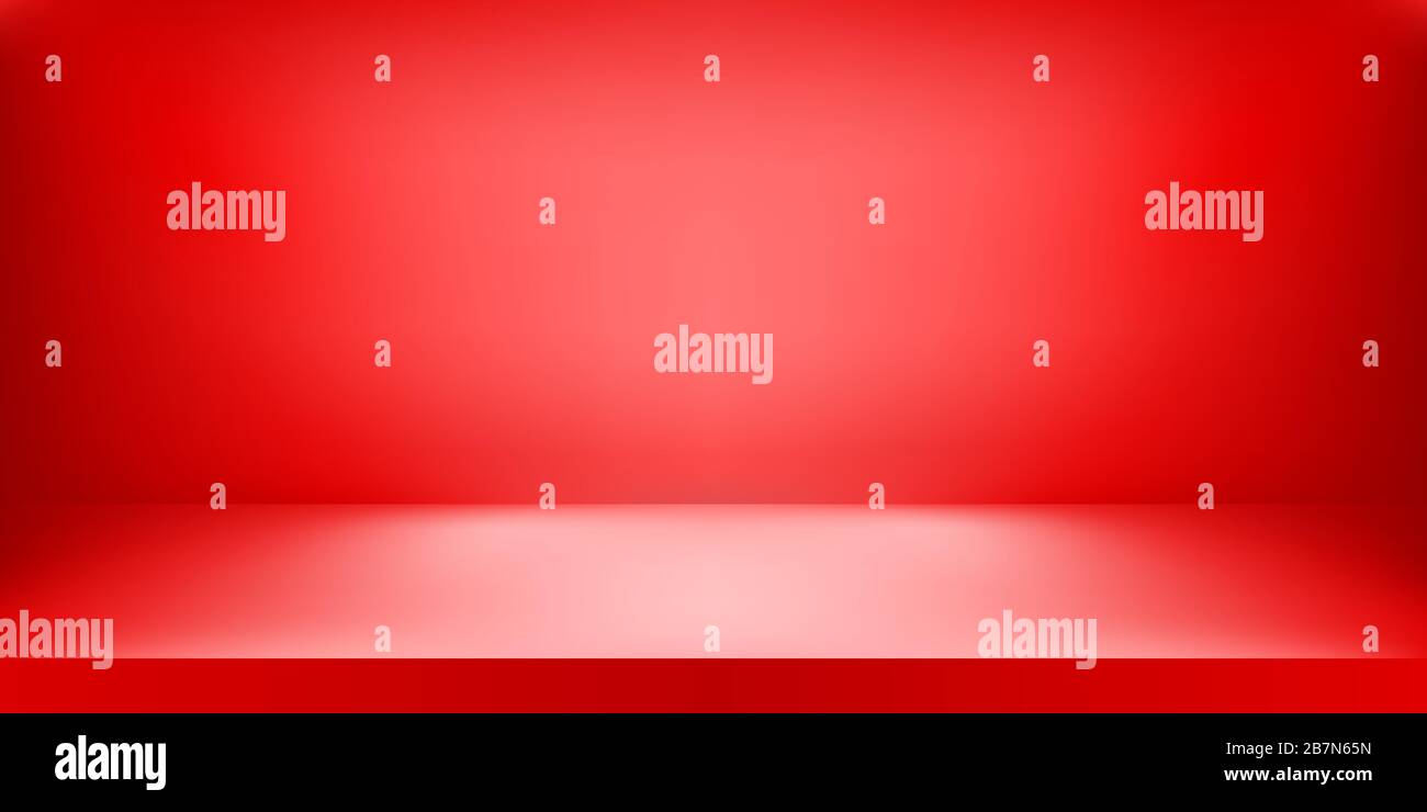 Empty red color studio, Room background, product display with copy ...