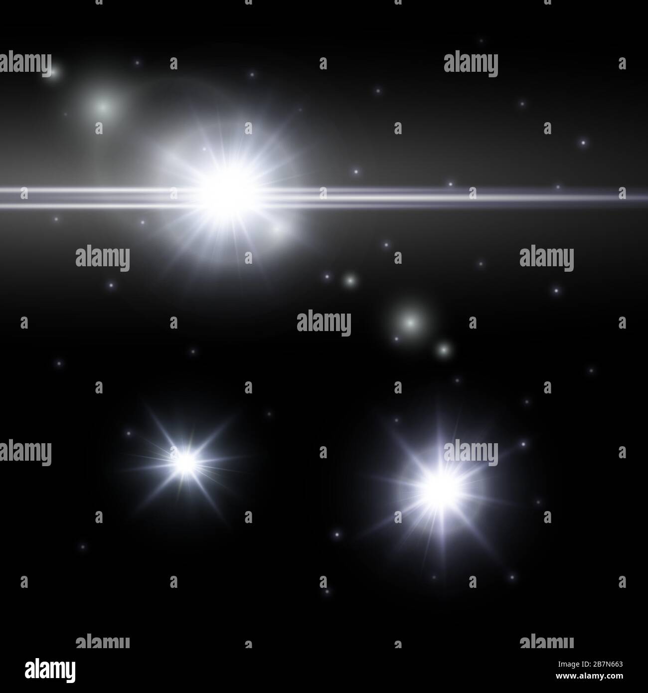 set of starlight isolated on dark background, vector illustration Stock ...