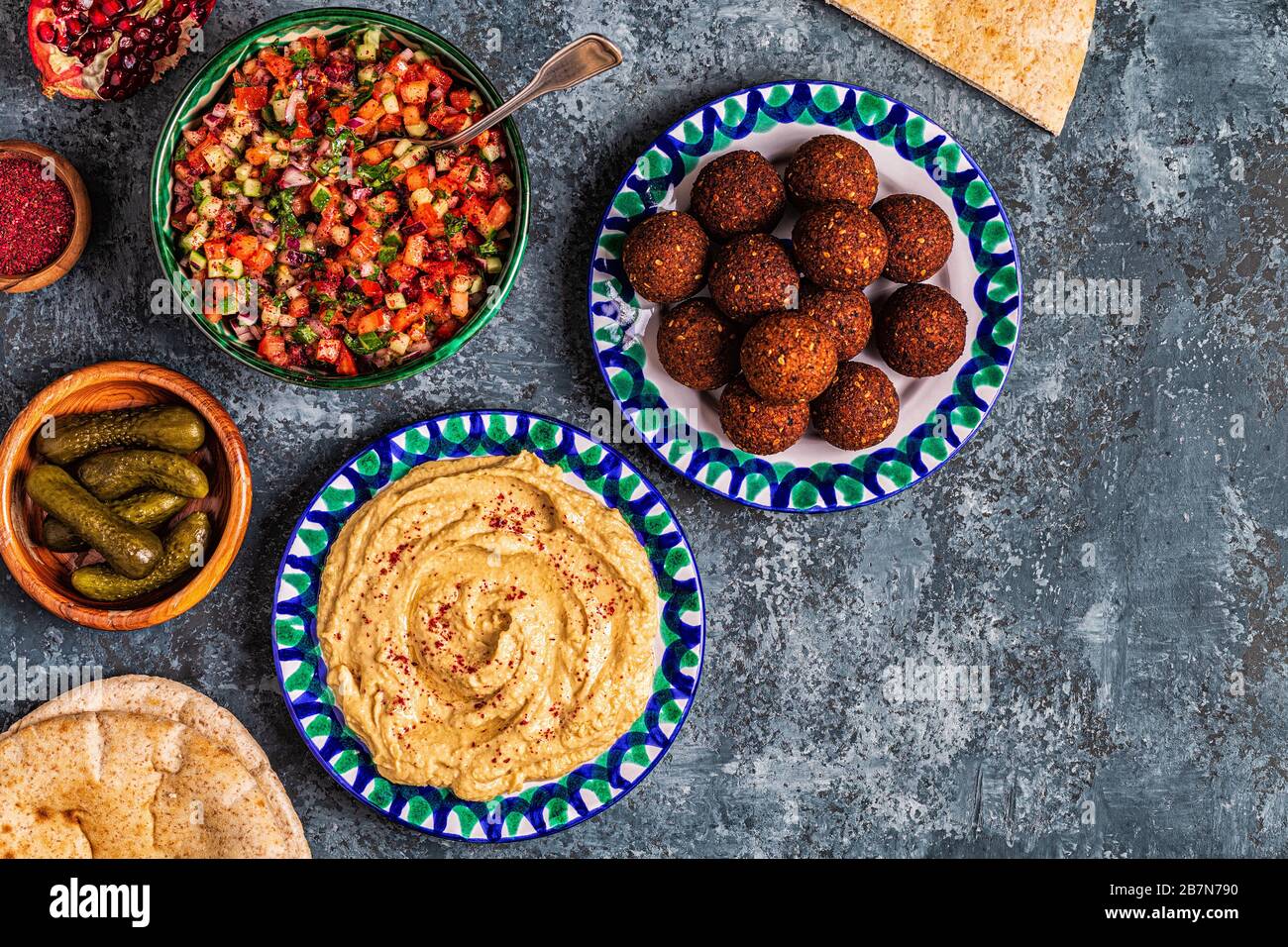 Falafel and hummus - traditional dish of Israeli and Middle Eastern ...