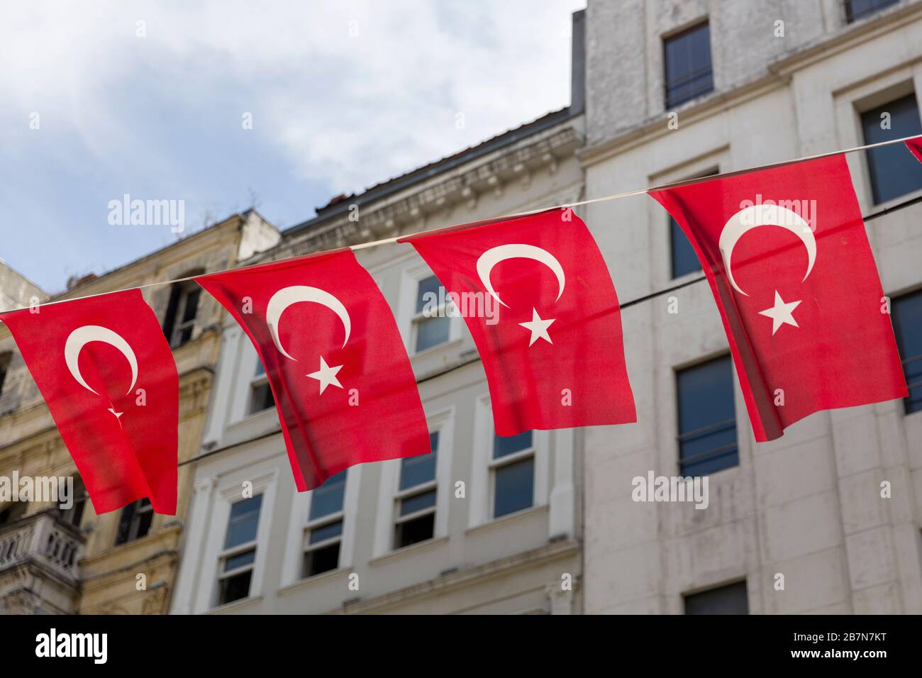Waving turkish flags on the street of Istanbul, Turkey Stock Photo - Alamy