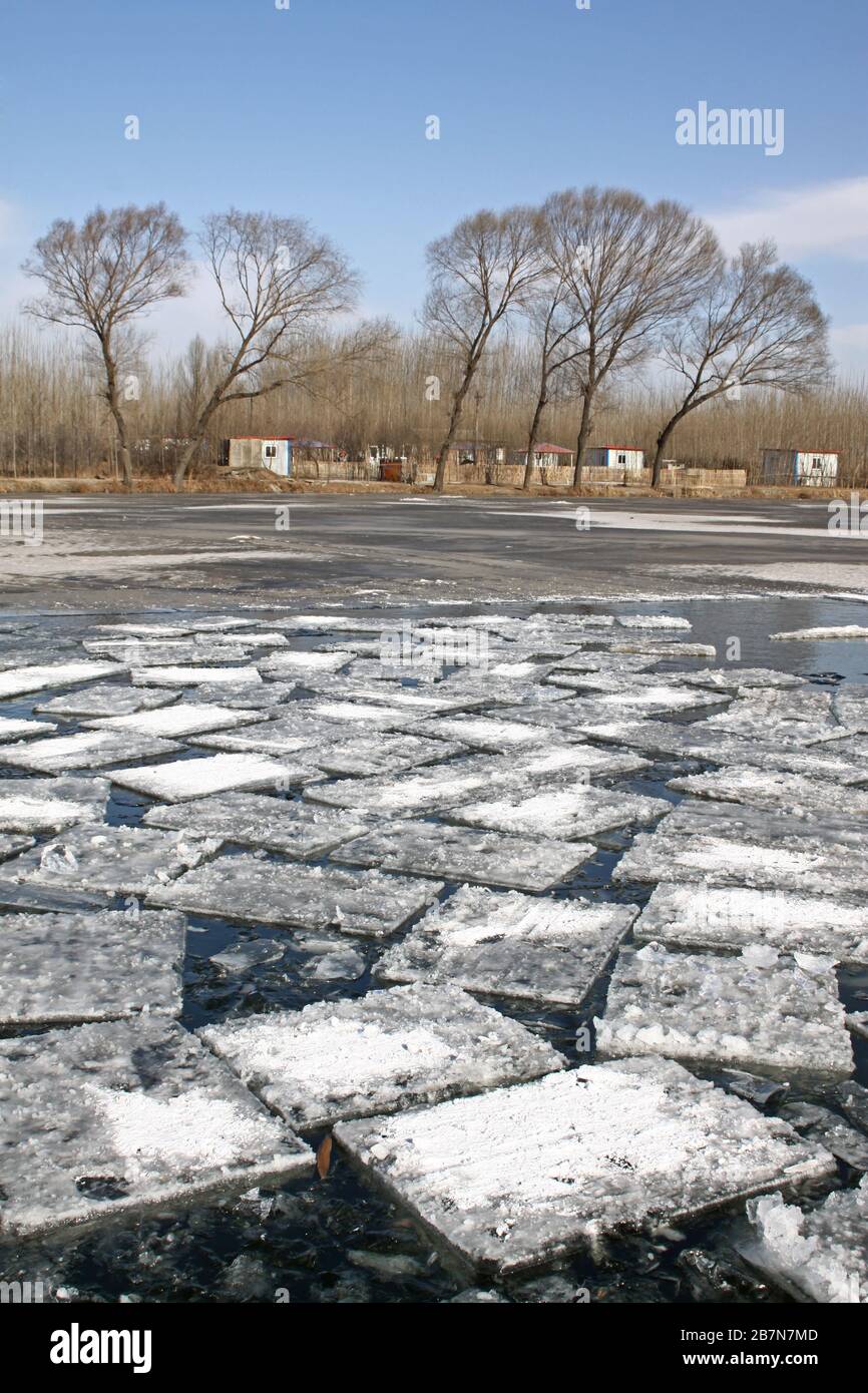 ice floating in the river, north china Stock Photo - Alamy