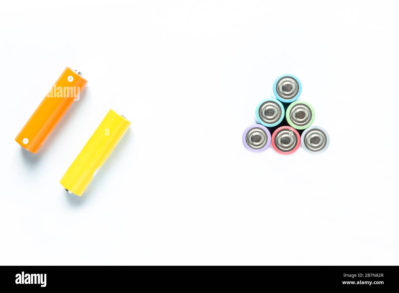 A bunch of colored batteries Stock Photo - Alamy