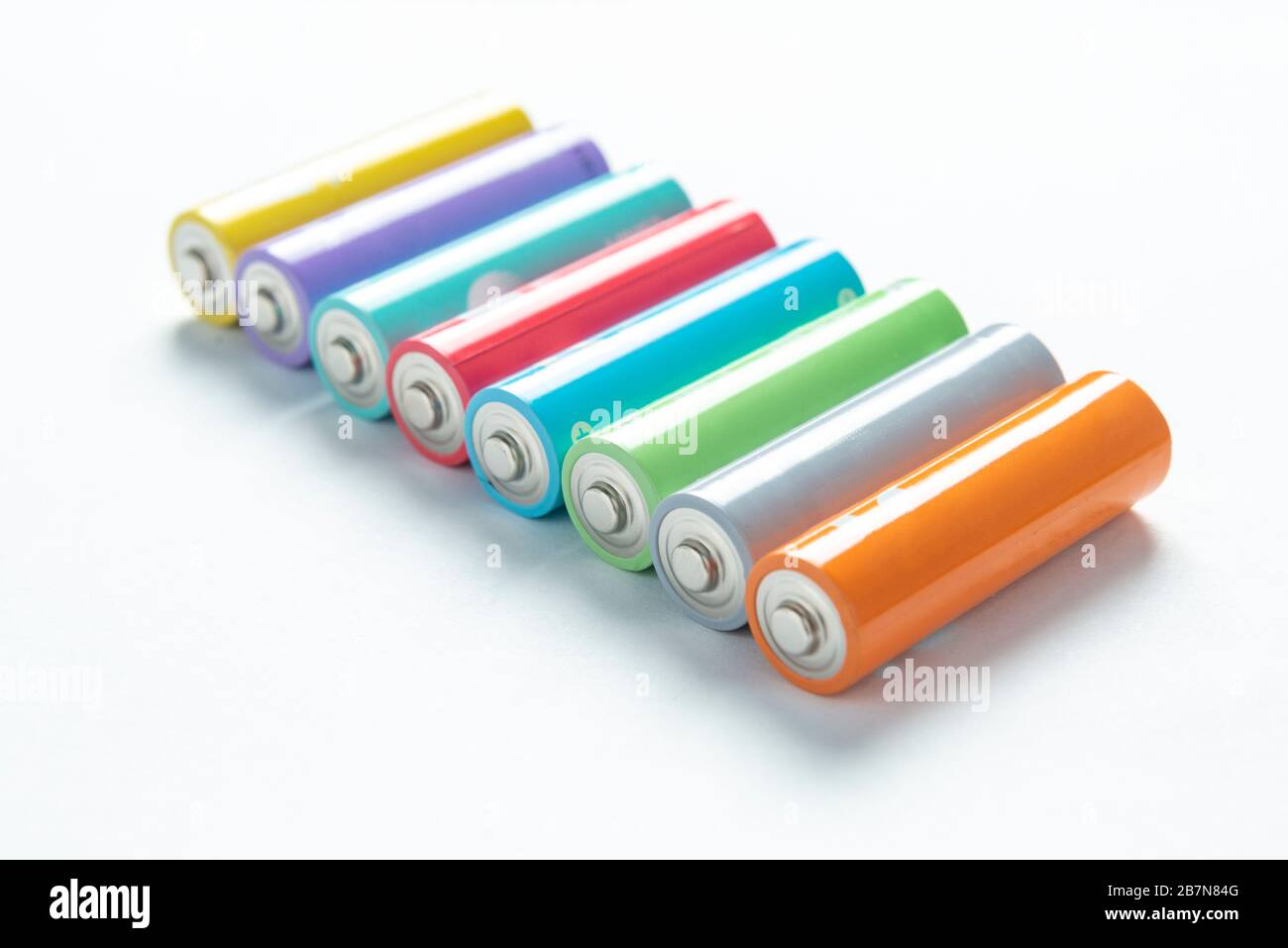A bunch of colored batteries Stock Photo - Alamy