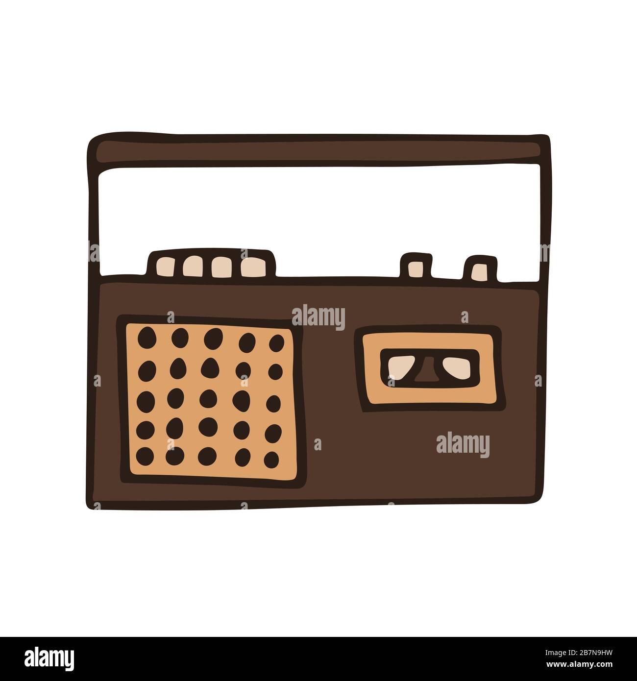 Retro cartoon radio drawing over white background. isolated doodle ...