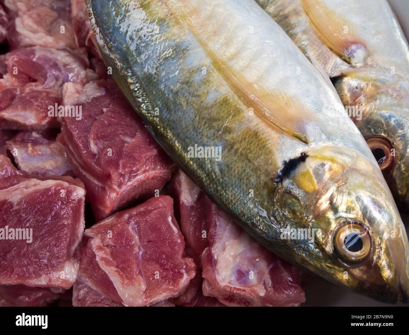 food ingredients Mackerel fish and Pork bones Stock Photo - Alamy