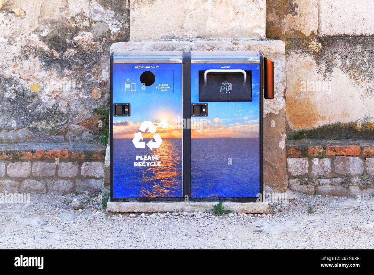 Separate garbage collection. Waste recycling concept. Containers for ...