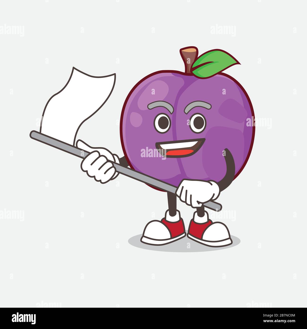 A picture of Plum Fruit cartoon mascot character vector wearing gloves ...