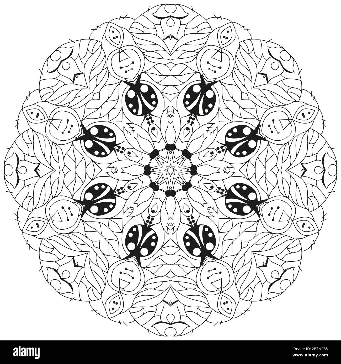 Hand drawn zentangle circular ornament for coloring page Stock Vector ...