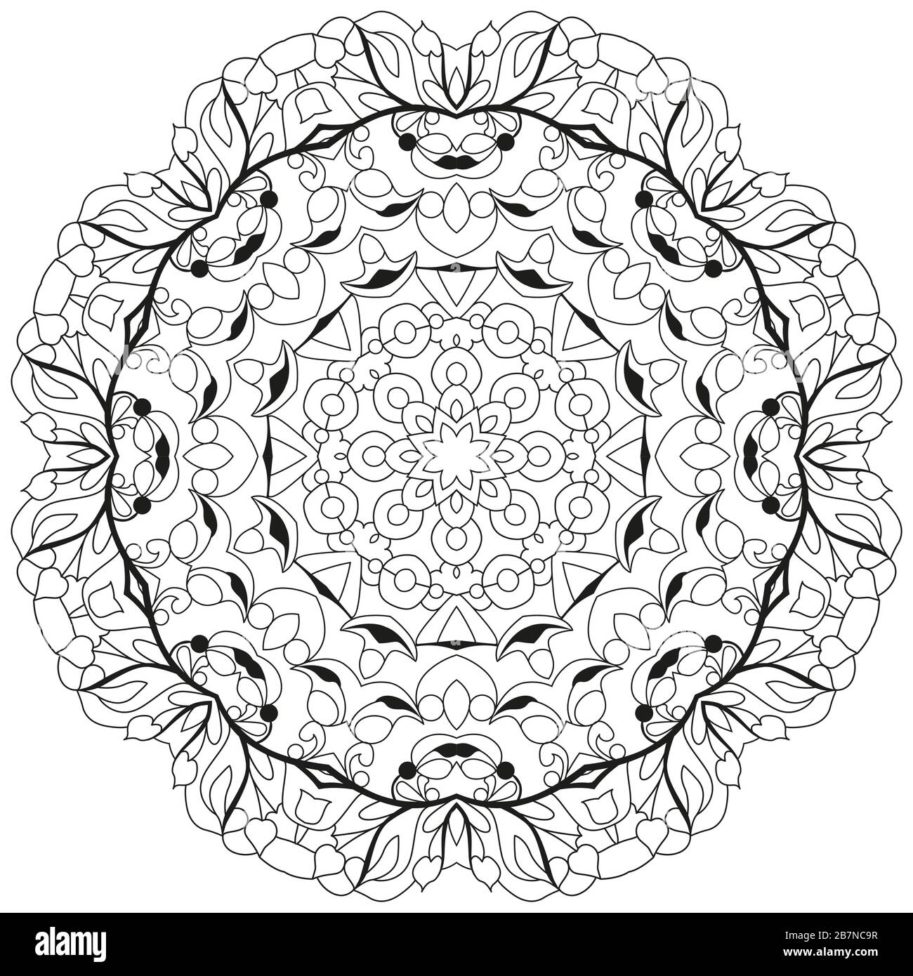 Hand drawn zentangle circular ornament for coloring page Stock Vector ...