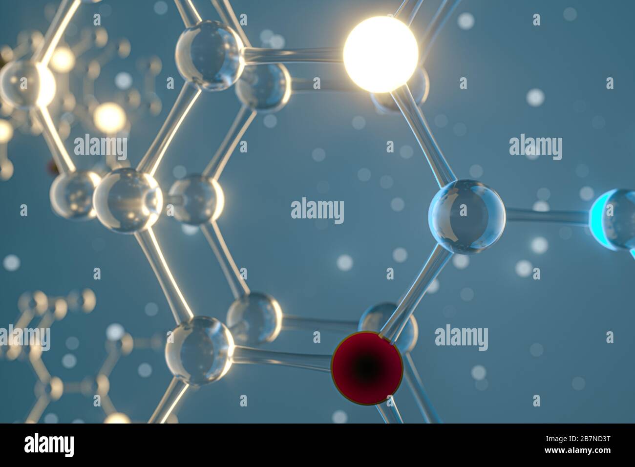 Molecules and biology, biological concept, 3d rendering. Computer ...