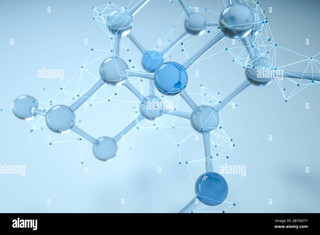 Molecules and biology, biological concept, 3d rendering. Computer ...