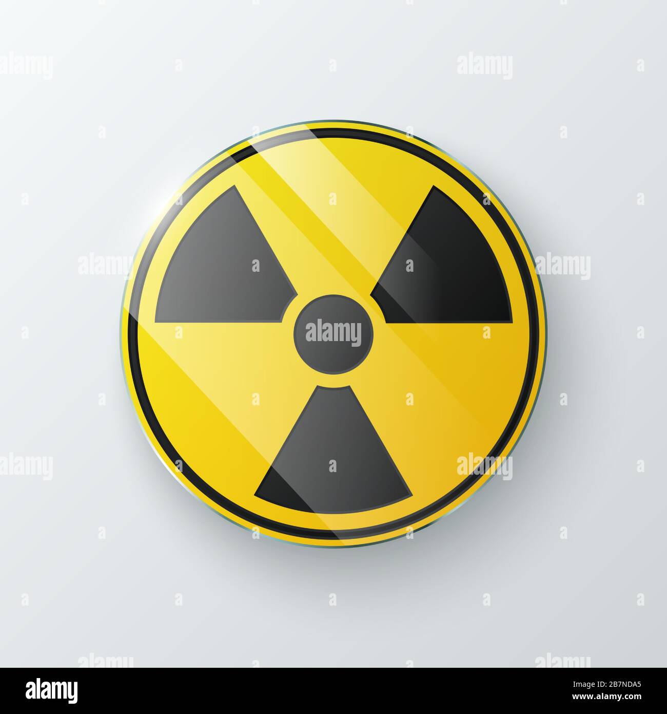 Black and yellow radioactive symbol isolated on gray background. Vector ...