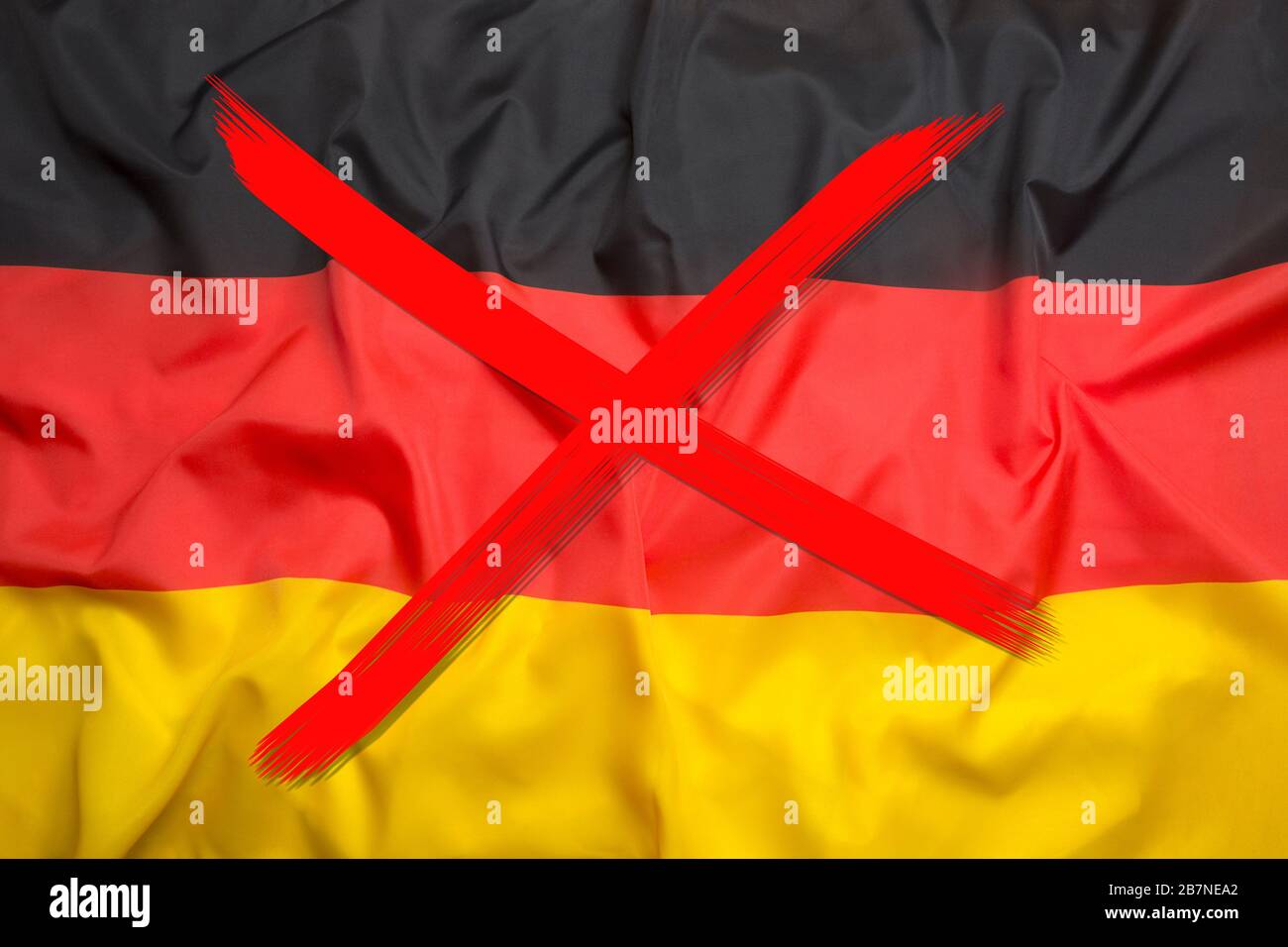Red crossed out flag of Germany, curfew concept Stock Photo - Alamy