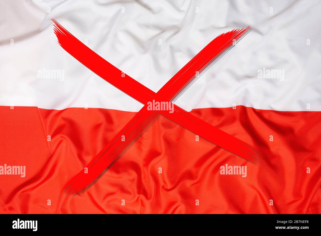 Red crossed out flag of Poland, curfew concept Stock Photo - Alamy
