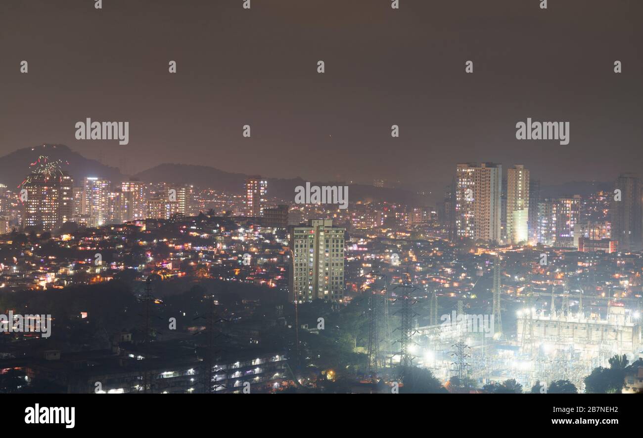 Mumbai skyline at night in Diwali with lot of colourful lights Mumbai ...