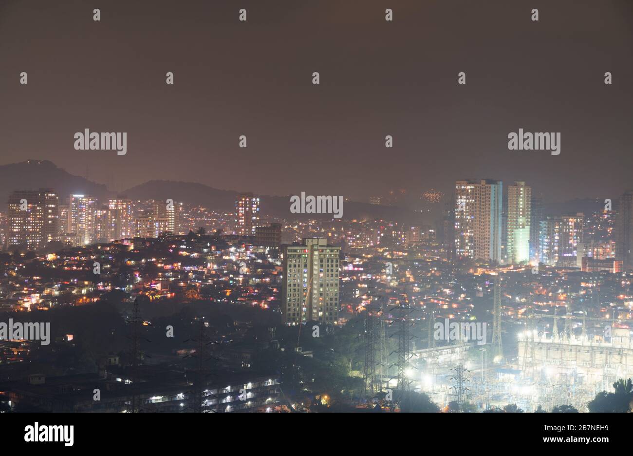 Mumbai skyline at night in Diwali with lot of colourful lights Mumbai ...