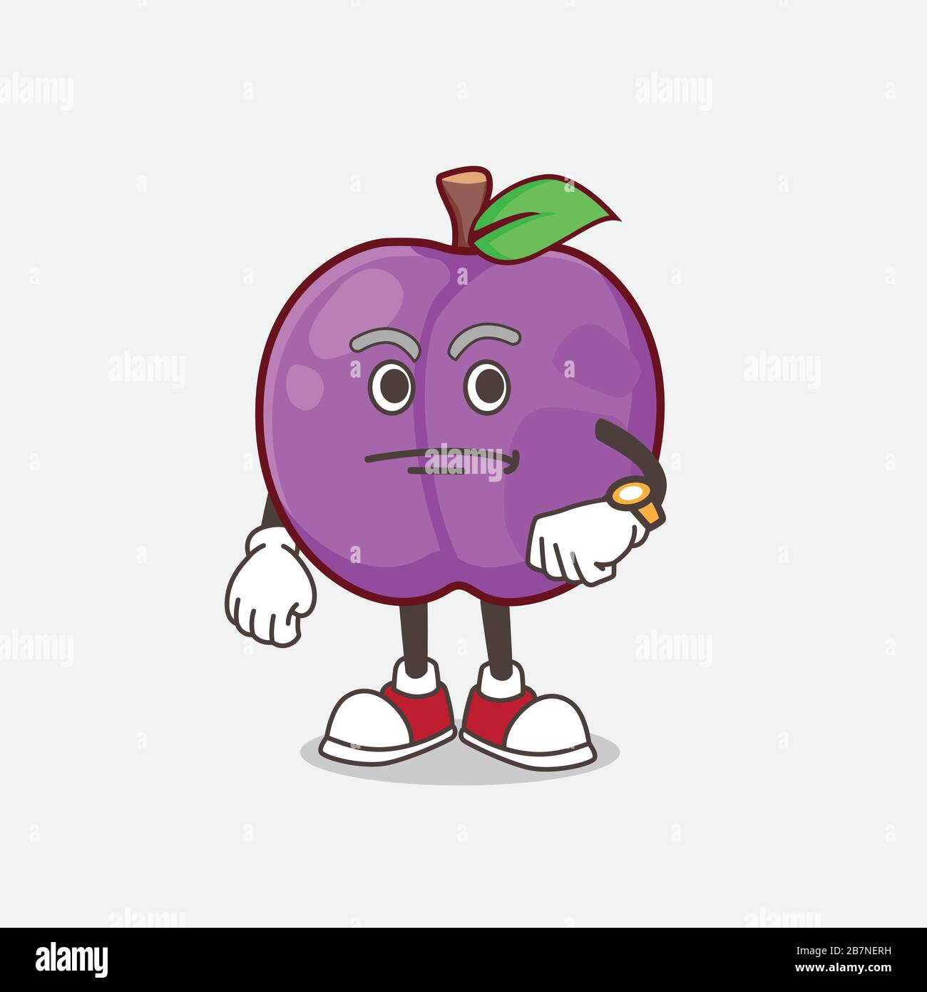 A picture of Plum Fruit cartoon mascot character vector wearing gloves ...