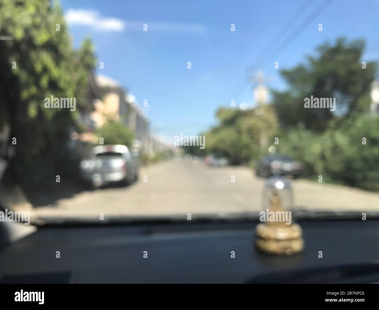 Blurred picture Road Soi village background in city Thai, From inside ...