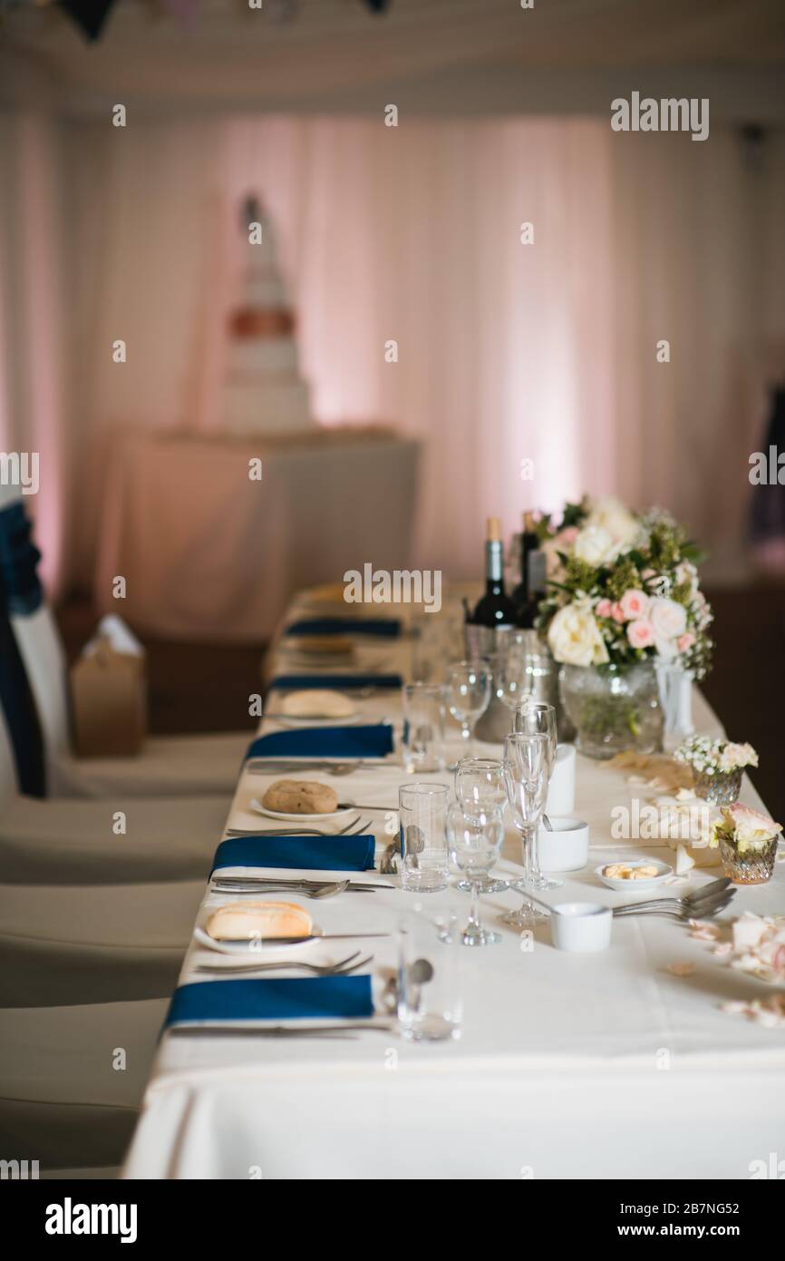 Flowers on a Wedding Register Reception Table Stock Photo - Alamy