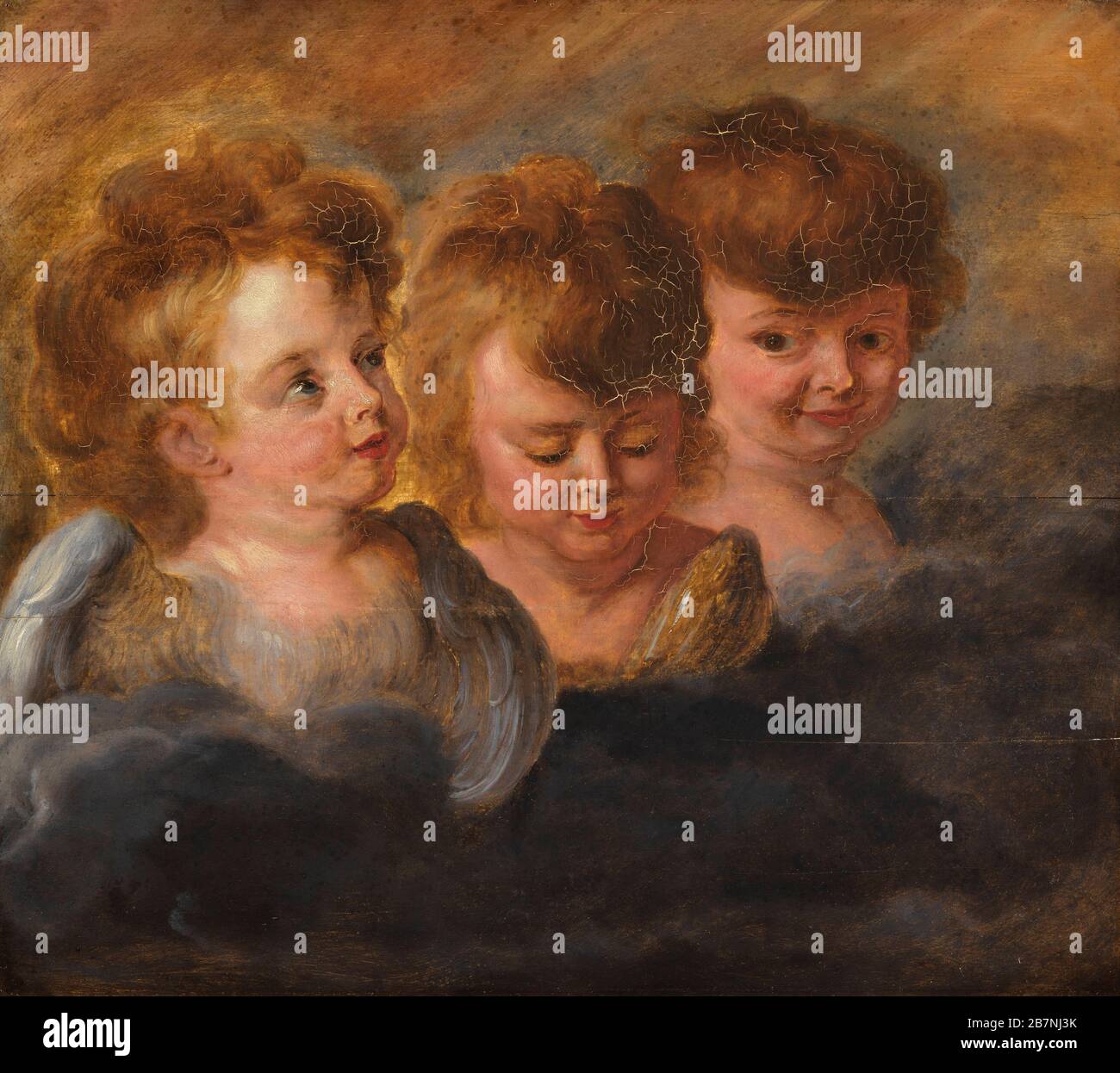 Three angel heads in the clouds. Found in the Collection of Museum ...