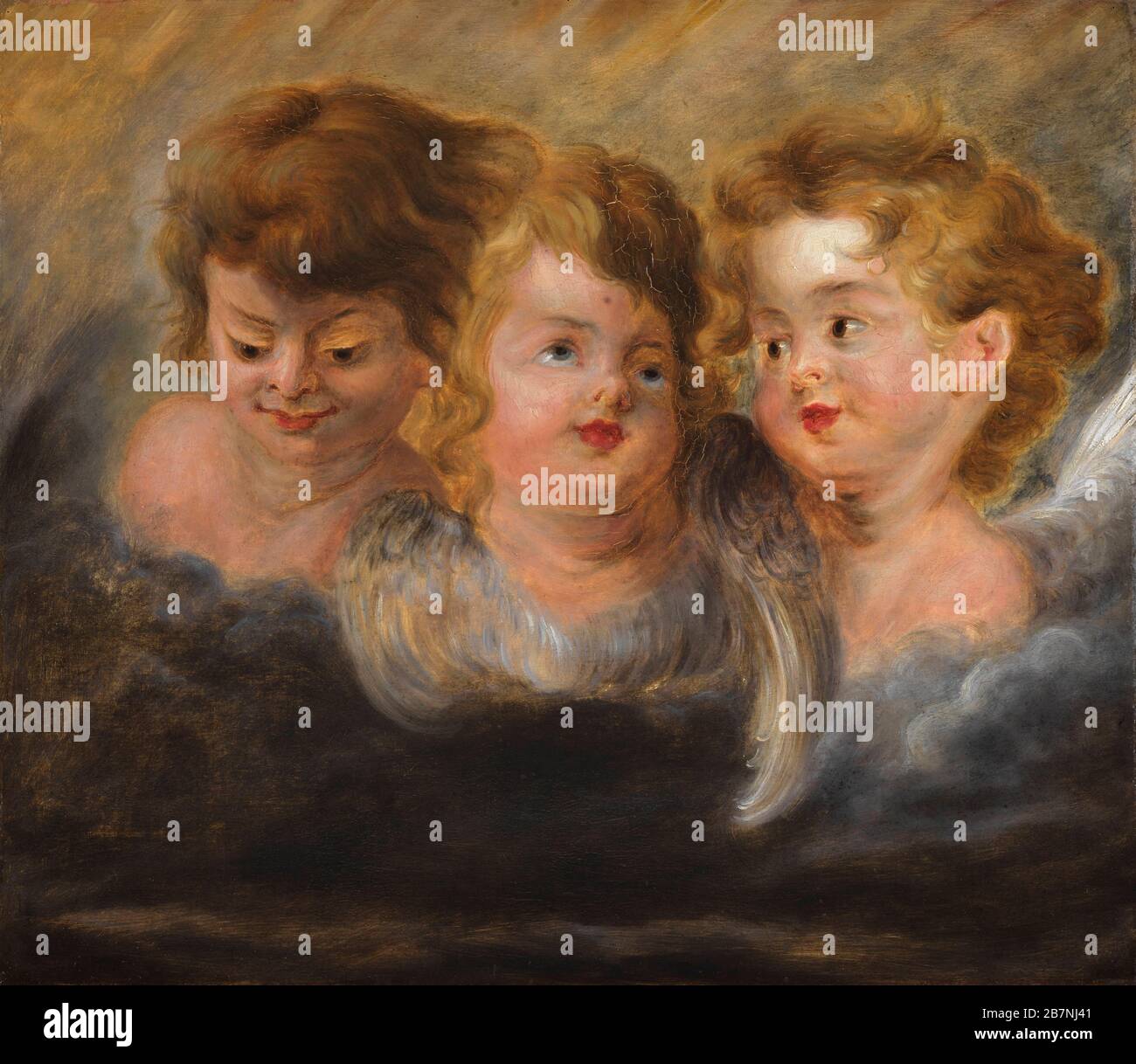 Three angel heads in the clouds. Found in the Collection of Museum ...