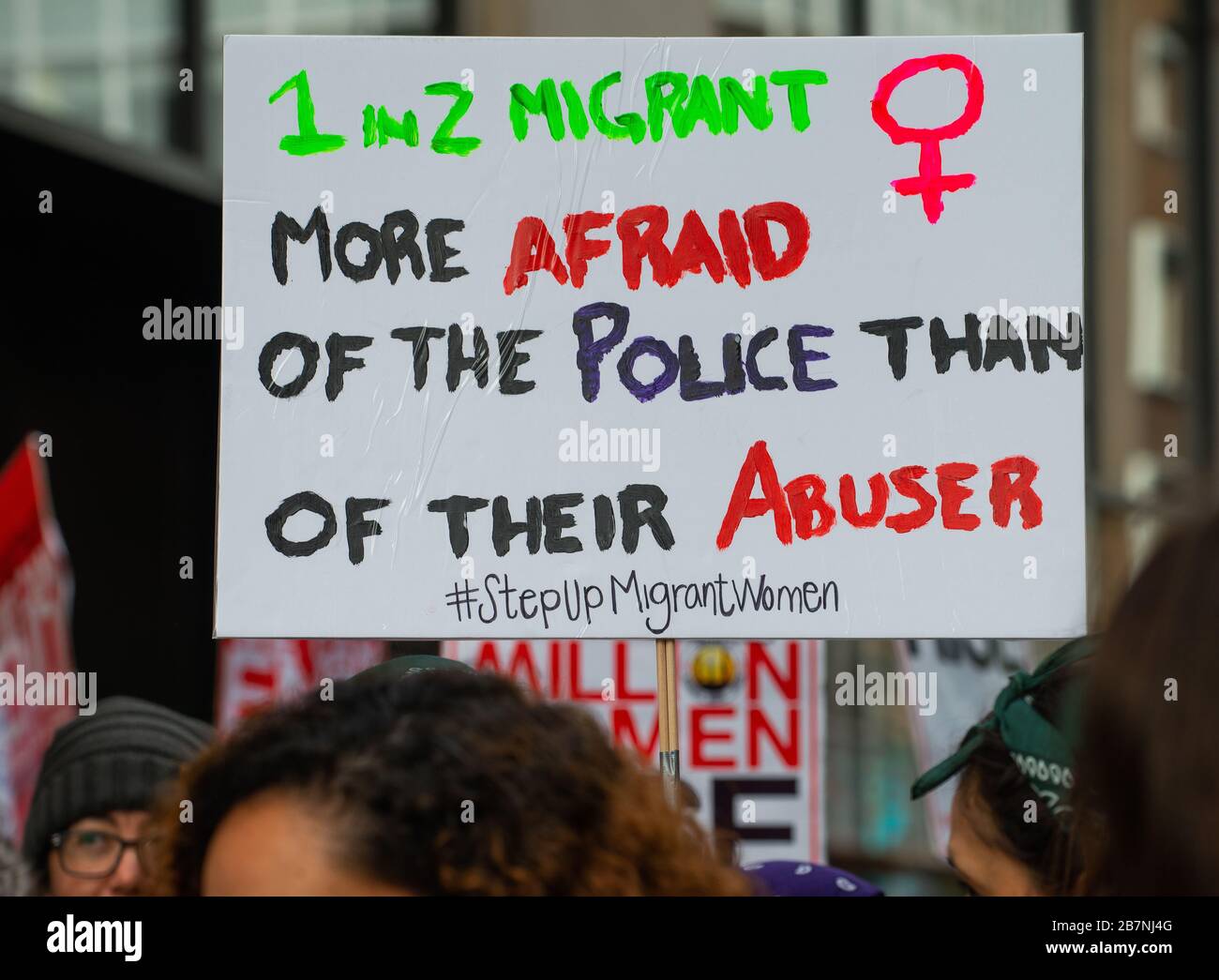 Protest poster / banner at the Million Women Rise demonstration in ...