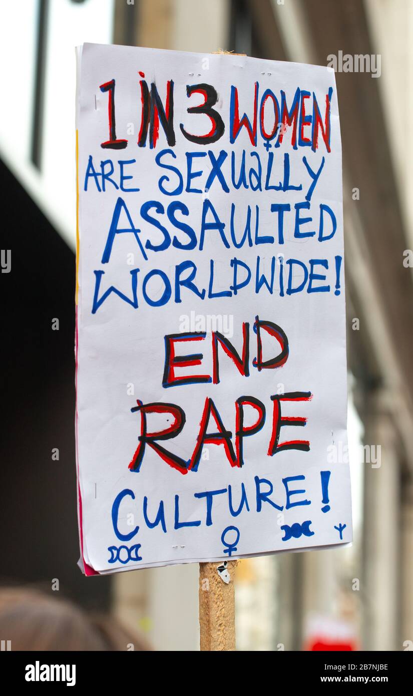 Protest poster / banner at the Million Women Rise demonstration in ...