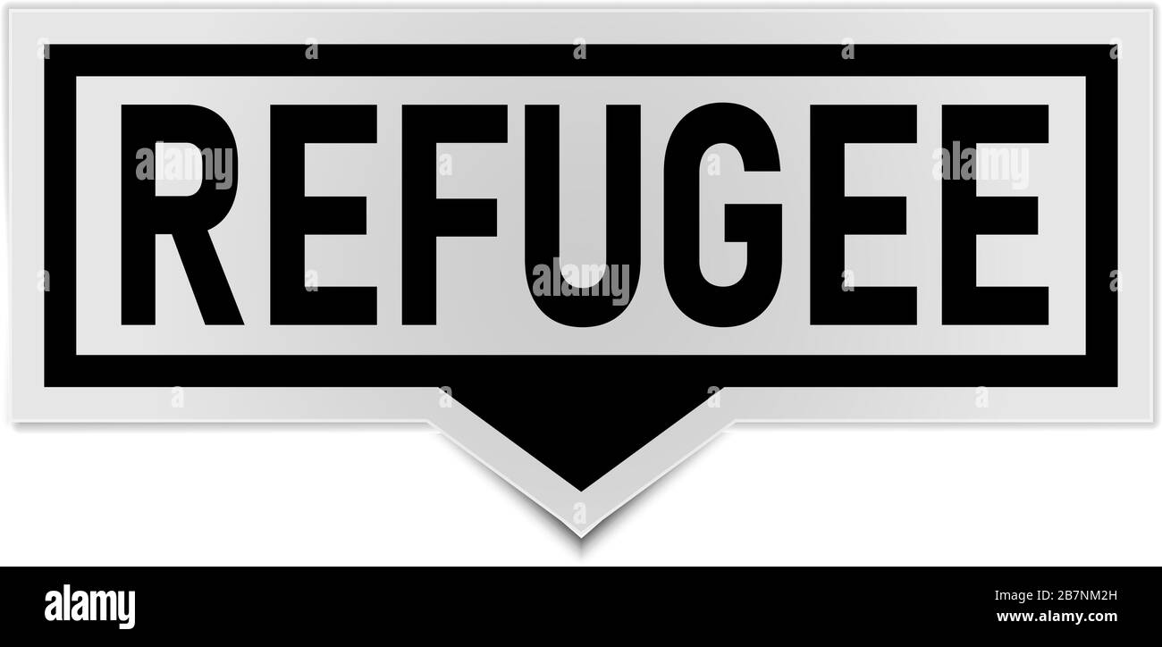 REFUGEES text on a speech bubble tag. Vector banner with REFUGEES tag ...