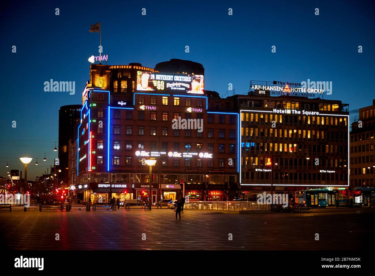 Copenhagen, Denmark’s capital, City Hall Square The Square and pub and ...