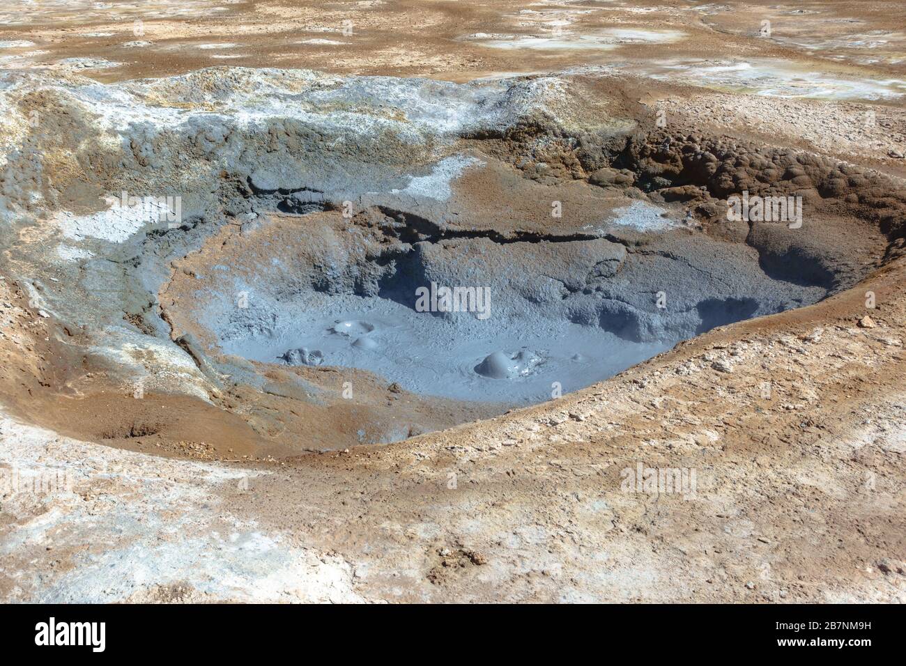 Boiling mud at the Hverir geothermal spot in northern Iceland Stock ...