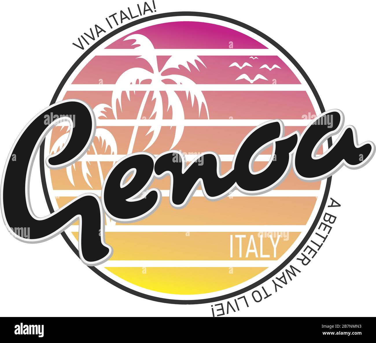 Genoa italy vector cartoon illustration t-shirt design Stock Vector ...