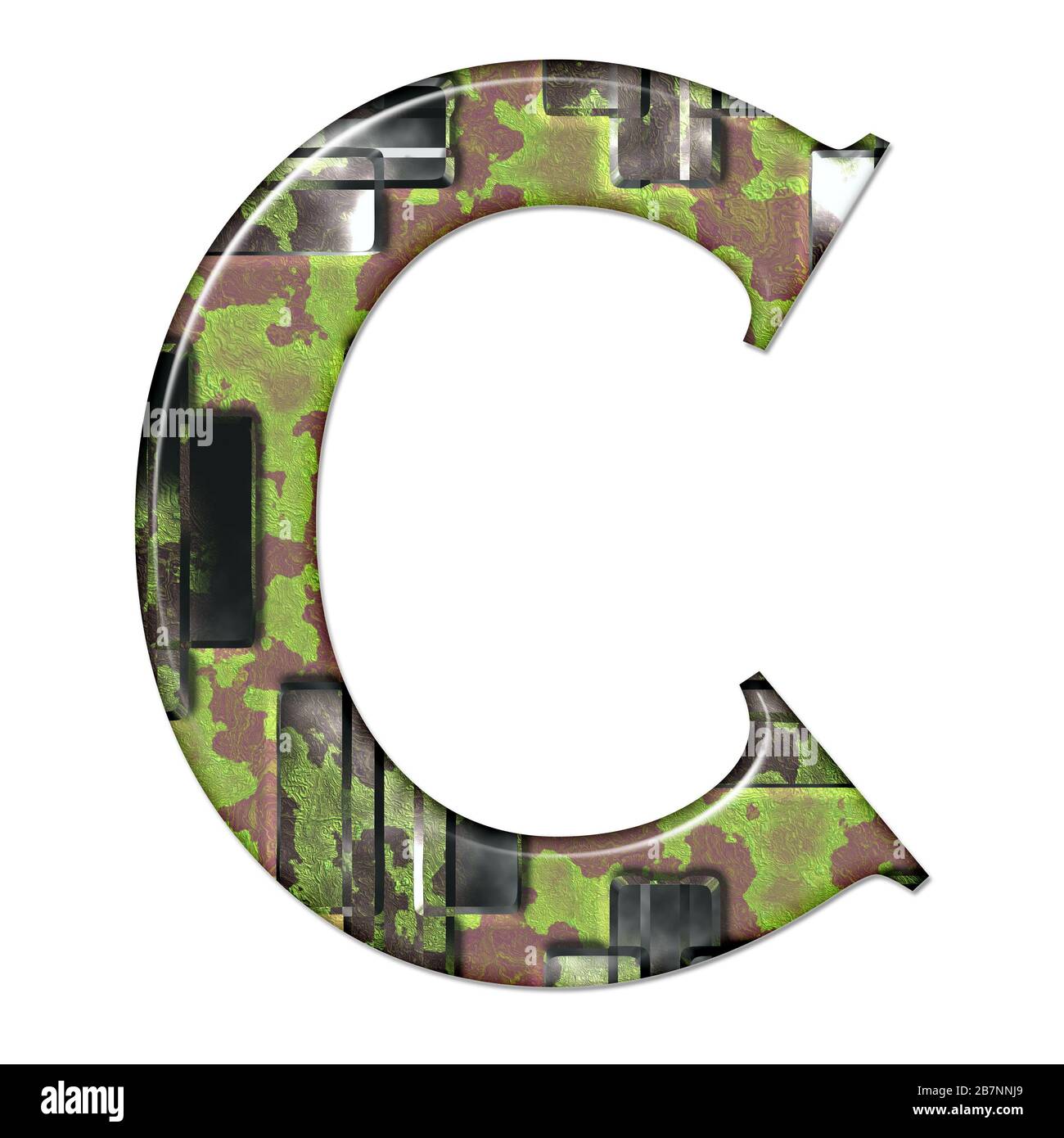 3D render of composite material pattern and texture alphabet capital ...