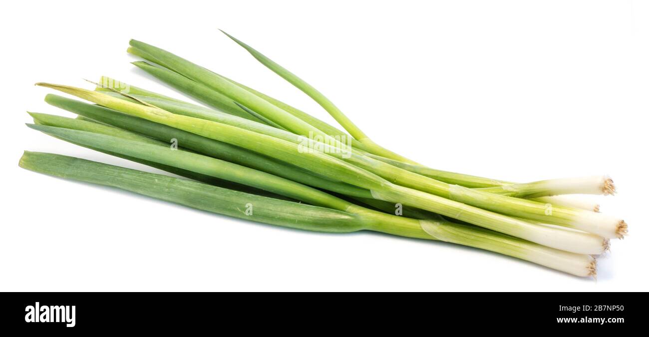 spring onions isolated on white background Stock Photo - Alamy