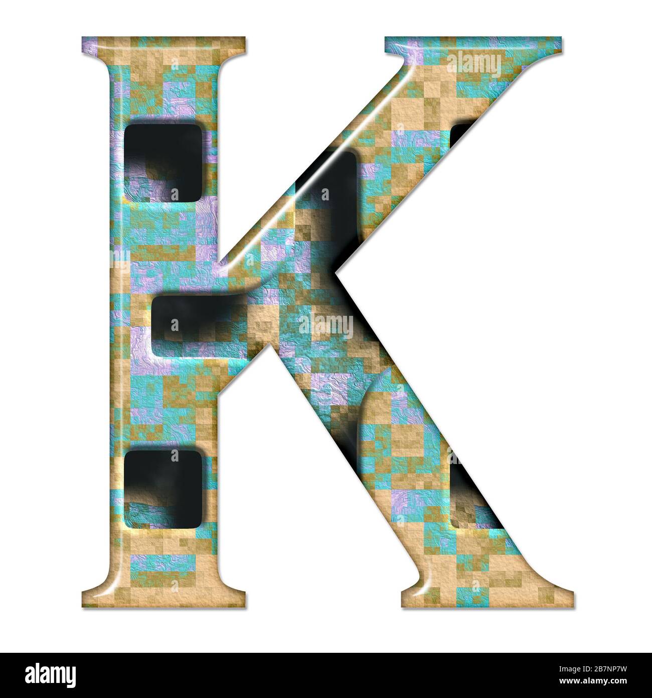 3D render of composite material pattern and texture alphabet capital ...