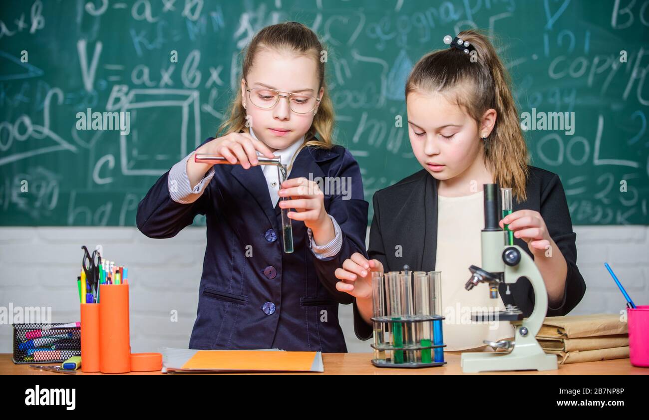 Private school. School project investigation. School experiment ...