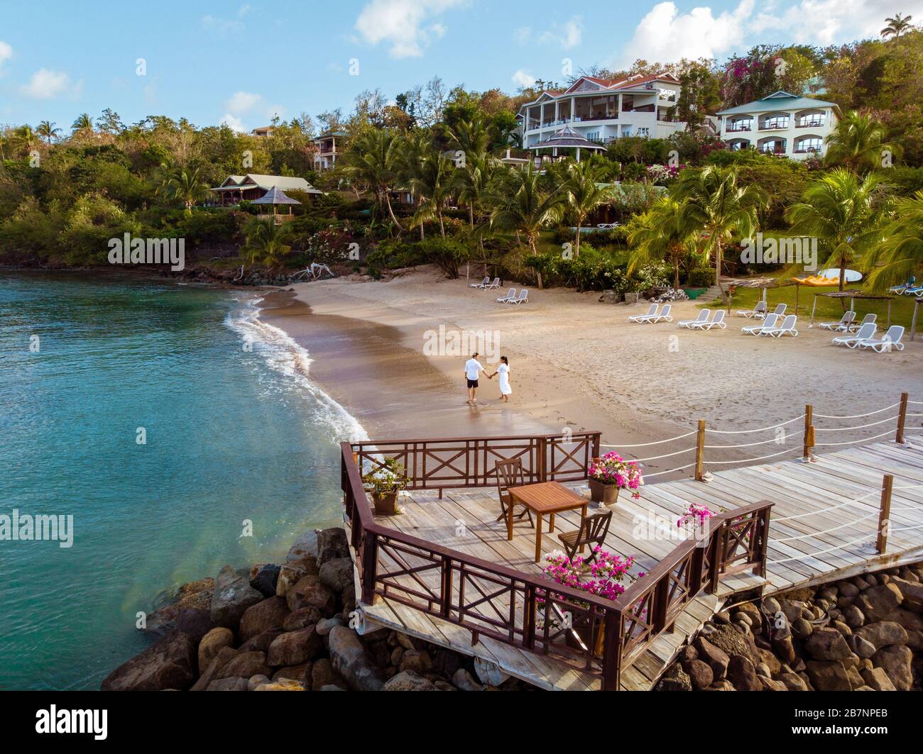 Saint Lucia caribbean, couple on vacation at the tropical Island of St ...