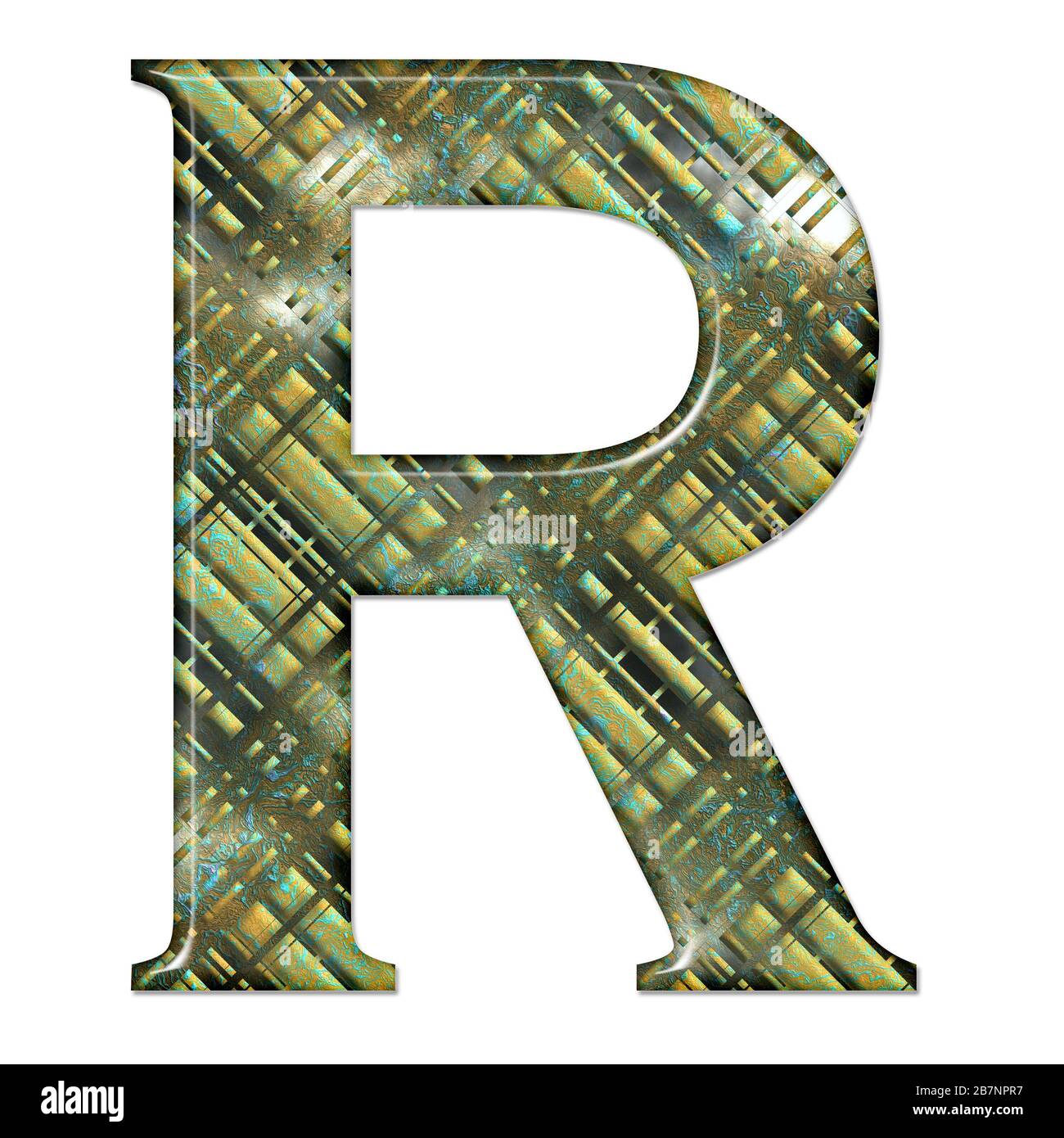 3D render of composite material pattern and texture alphabet capital ...