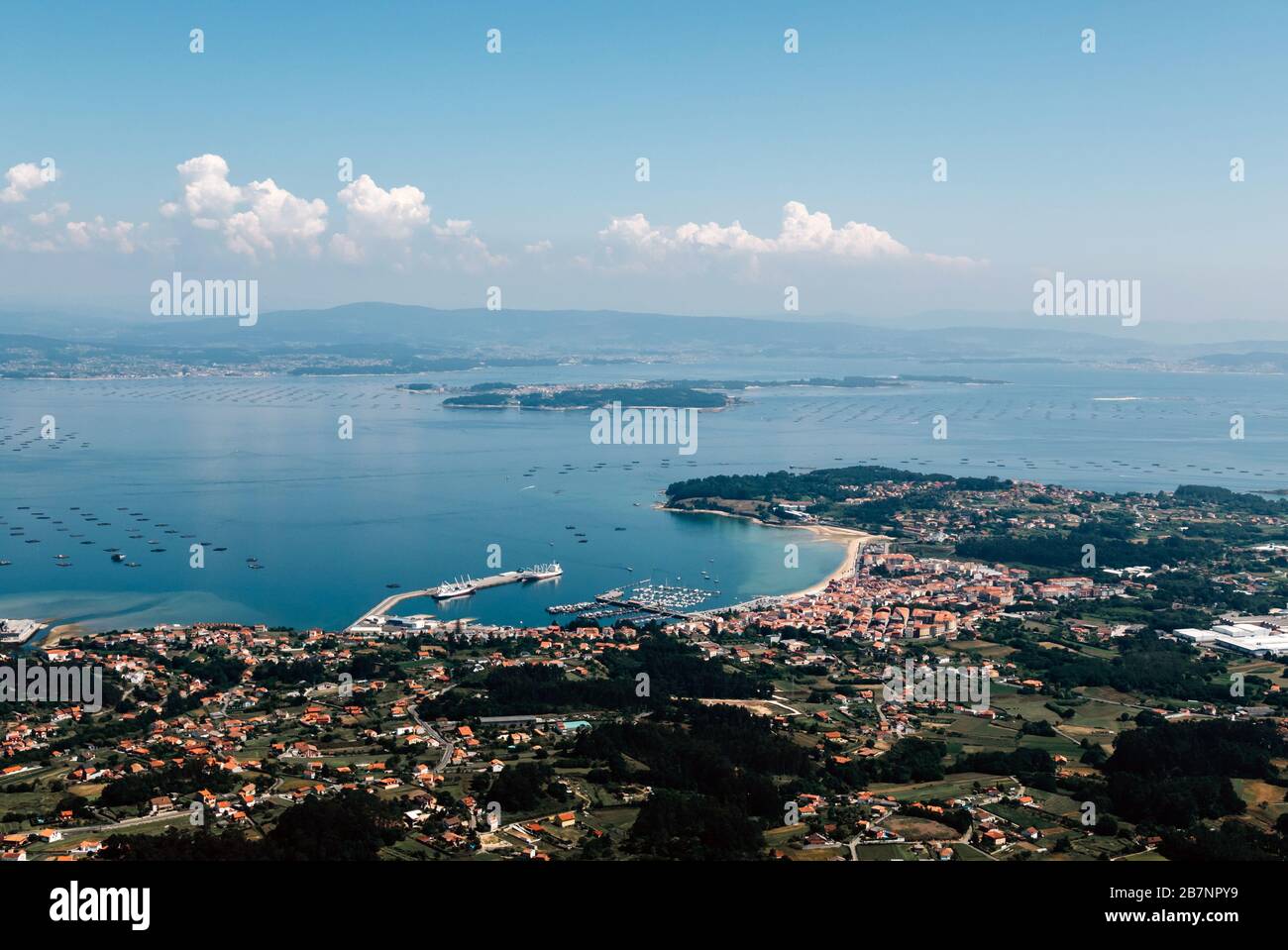Aerial view of city with beach in Galicia, northern Spain Stock Photo ...